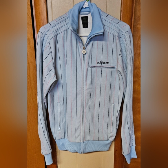 adidas | Jackets & Coats | Adidas Light Blue Striped Track Jacket ...